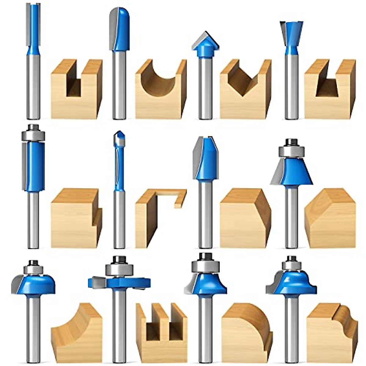 CSOOM Upgrade 24A PiecesRouter Bits , Tungsten Carbide Router Bit Set, 1/4 inch Shank，for Woodworking, All Purpose Router bit for DIY