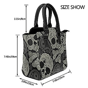 Zoyen Skulls Pattern Shoulder Handbags PU Leather Design Rivet Satchel Tote Clutch Bag For Women