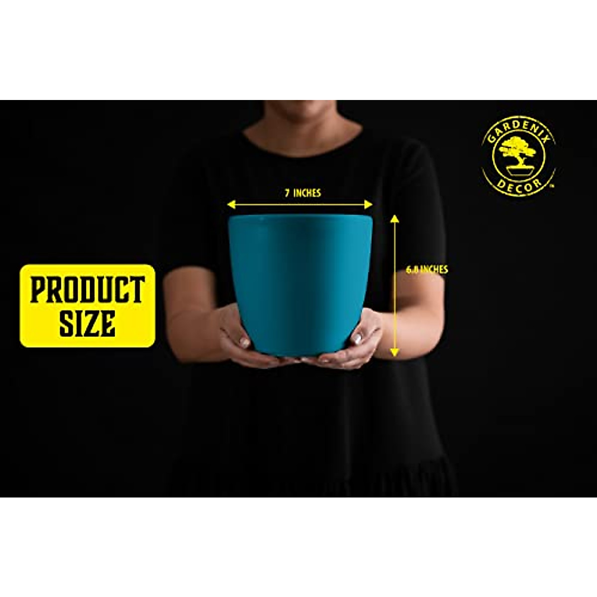 GARDENIX DECOR 7'' Self Watering planters for Indoor Plants - Flower Pot with Water Level Indicator for Plants, Grow Tracking Tool - Self Watering Planter Plant Pot - Coco Coir - Teal 3 Pack