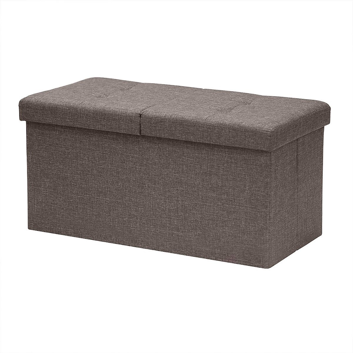 Otto & Ben 30" Storage Ottoman with SMART LIFT Top, Upholstered Tufted Bench, Foot Rest, Brown