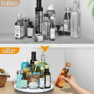 Lazy Susan Turntable Organizer - 11" Metal Rotating Spice Rack for Cabinet Pantry Refrigerator, White