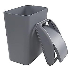 Wekioger 4.2 Gallon/16 Liter Swing-top Lid Garbage Can, Grey Plastic Kitchen Trash Bin, 1 Pack