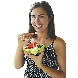 Take A Dip 2 the Side Food Container Keeps Dips, Fruit, Chips, Sandwiches, & More Separate & Ready for Lunch, Two Pack