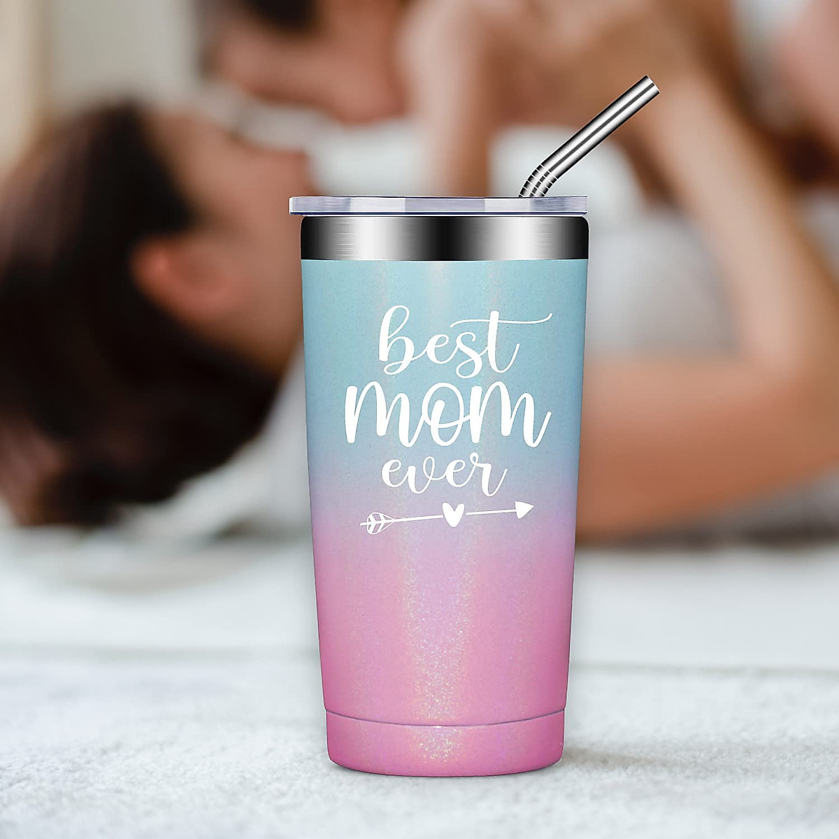 Fufandi Mom Gifts, Best Mom Ever - Christmas Birthday Gifts for Mom from Daughter, Son, Husband - Mothers Day Gifts for Mom, Mama, Mommy, Wife - Mom Tumbler Cup