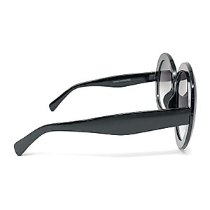 My Shades - Women's Oversize XL Circle Thick Frame Sunglasses Designer Inspired (Black, Gradient Smoke)