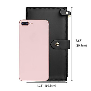 YALUXE Leather Wallets for Women Double Zipper Pockets Phone Holder 22 Card Slots Organizer Billfold with ID Window