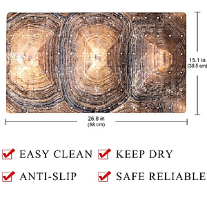 Non Slip Bathtub Mats with Suction Cups, Bath Tub Shower Mat for Bathroom, Machine Washable Bathroom Mats with Drain Holes(Texture of Turtle Carapace)