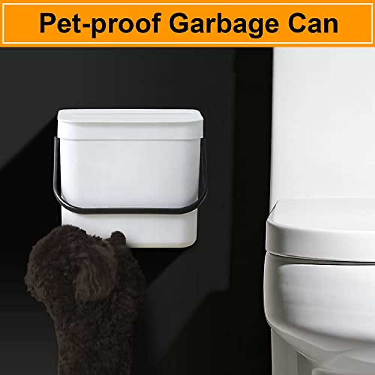 Yatmung Kitchen Garbage Can with Lid, Under Sink Trash Can with Lid Small Bathroom Trash Can for Bedroom/Bathroom Compost Bucket for Kitchen, 1.8 Gal(White)