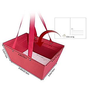 Baskets For Gifts Empty, 5 PCS Red Gift Bags With Handles DIY Kit, Gift Basket Empty To Fill Bulk For Party Favors Wedding Birthday Christmas Valentines Holiday Thank You