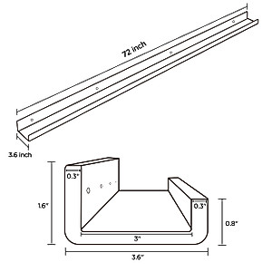 HBlife Acrylic Clear 2 Pack 72 Inch Floating Shelves, Picture Frames Display Rack Set of 2, Narrow Wall Mounted Picture Ledge Shelf for Living Room Bedroom Decor Books Photo Frames