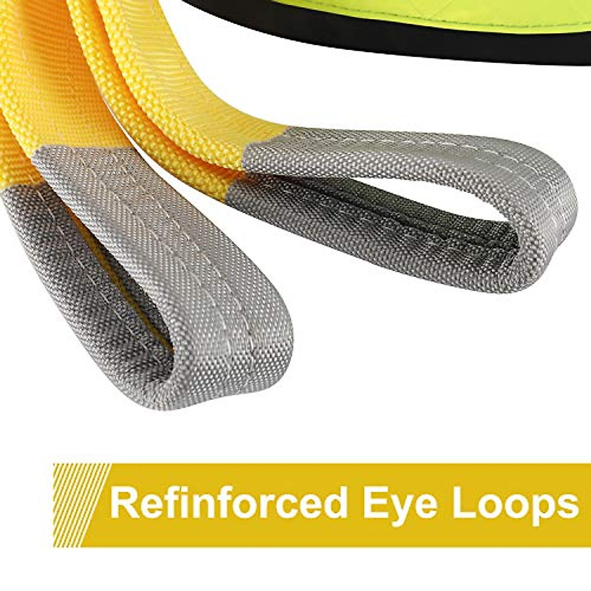 NovelBee 3" x 20' Heavy Duty Recovery Tow Strap,Emergency Off Road Towing Rope with Green Fluorescent Protective Sleeve