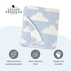 Living Textiles Blue Clouds Chenille Soft Baby Blanket Reversible Premium Cozy Fabric for Best Comfort - for Infant,Toddler,Newborn,Nursery,Boy,Unisex,Throw,Crib,Stroller,Gift, Blue Clouds 40x30