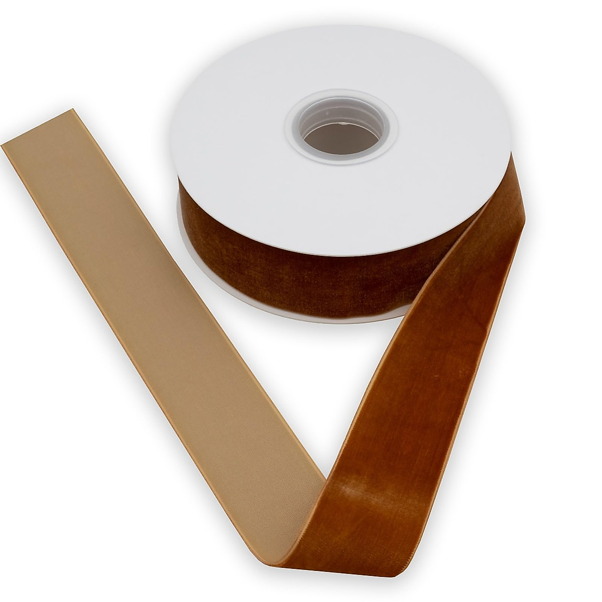 XMRIBBON Copper Velvet Ribbon Single Faced, 1 1/2 Inch by 10 Yards Spool