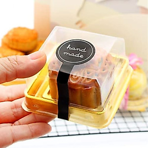 50 Pack Gold bottom Clear cover plastic mini cake box - muffin box - moon cake box - mung bean cake snow Mei Niang box（bottom 2 Inch X high 1-1/2 Inch）