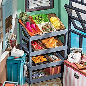 ROBOTIME DIY Miniature Dollhouse Kit with Furniture Miniature Room Kit for Adults 1:24 Scale Dollhouse - Carl's Fruit Shop