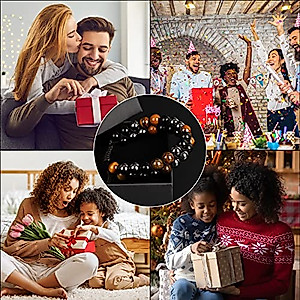 Verybegin Handmade Bracelet, Protection Bracelet, 8mm Beads of Natural Black Hematite and Yellow Tiger Eye and Black Agate Stone Bracelet, Bring Luck and Prosperity and Happiness