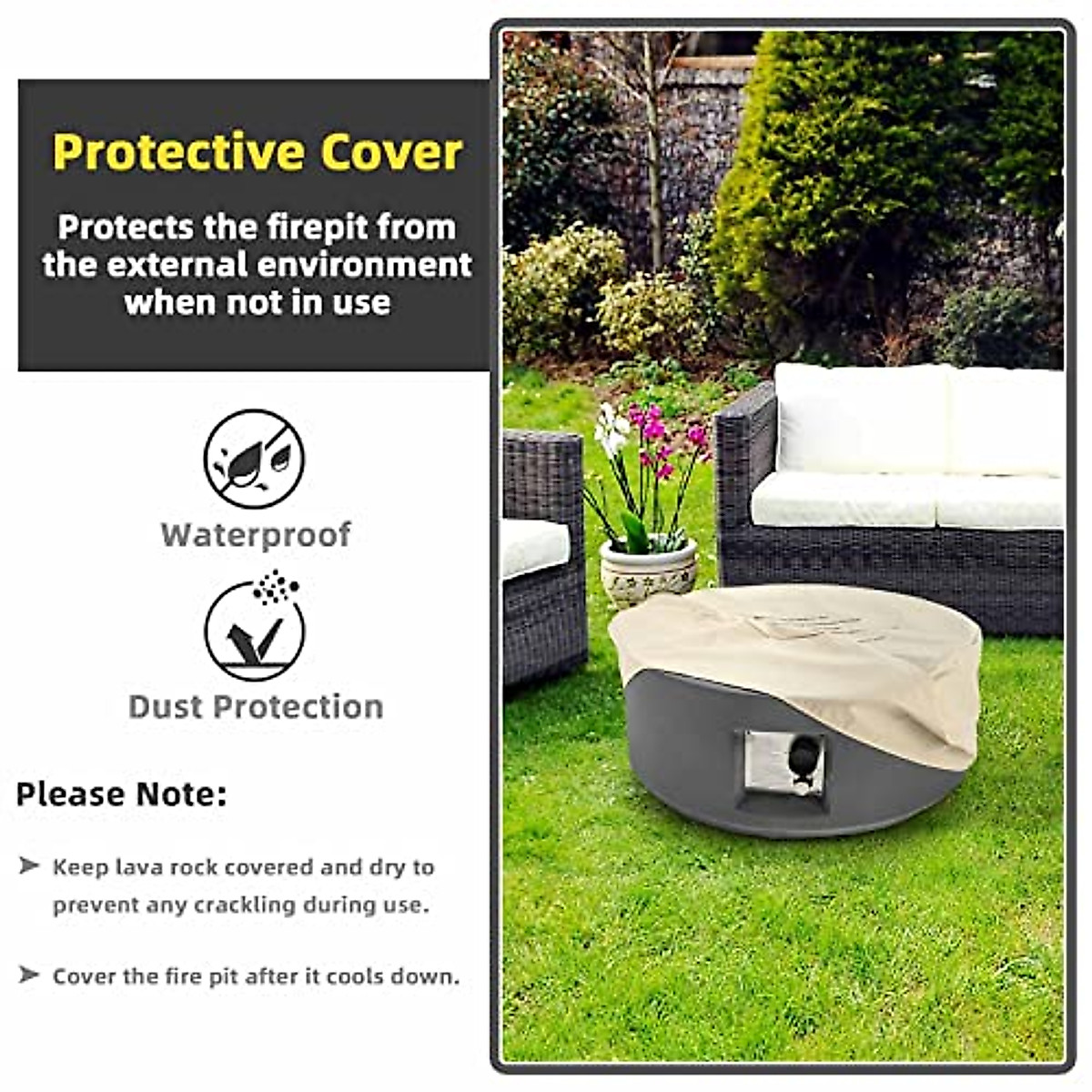 Giantex Propane Fire Pit Table W/ CSA Certification & PVC Cover, 27.5 Inches Round Gas Fire Pit w/ 40,000 BTU, Adjustable Flame, Lava Rocks, Outdoor Propane Fire Pit for Patio Garden Backyard