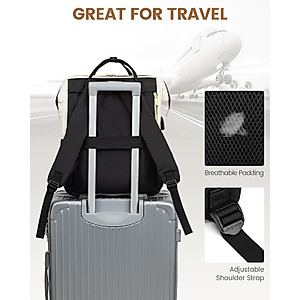 LOVEVOOK Laptop Backpack for Women Fashion Business Computer Backpacks Travel Bags Purse Student Bookbag Teacher Doctor Nurse Work Backpack with USB Port, Fits 17-Inch Laptop Beige-Black