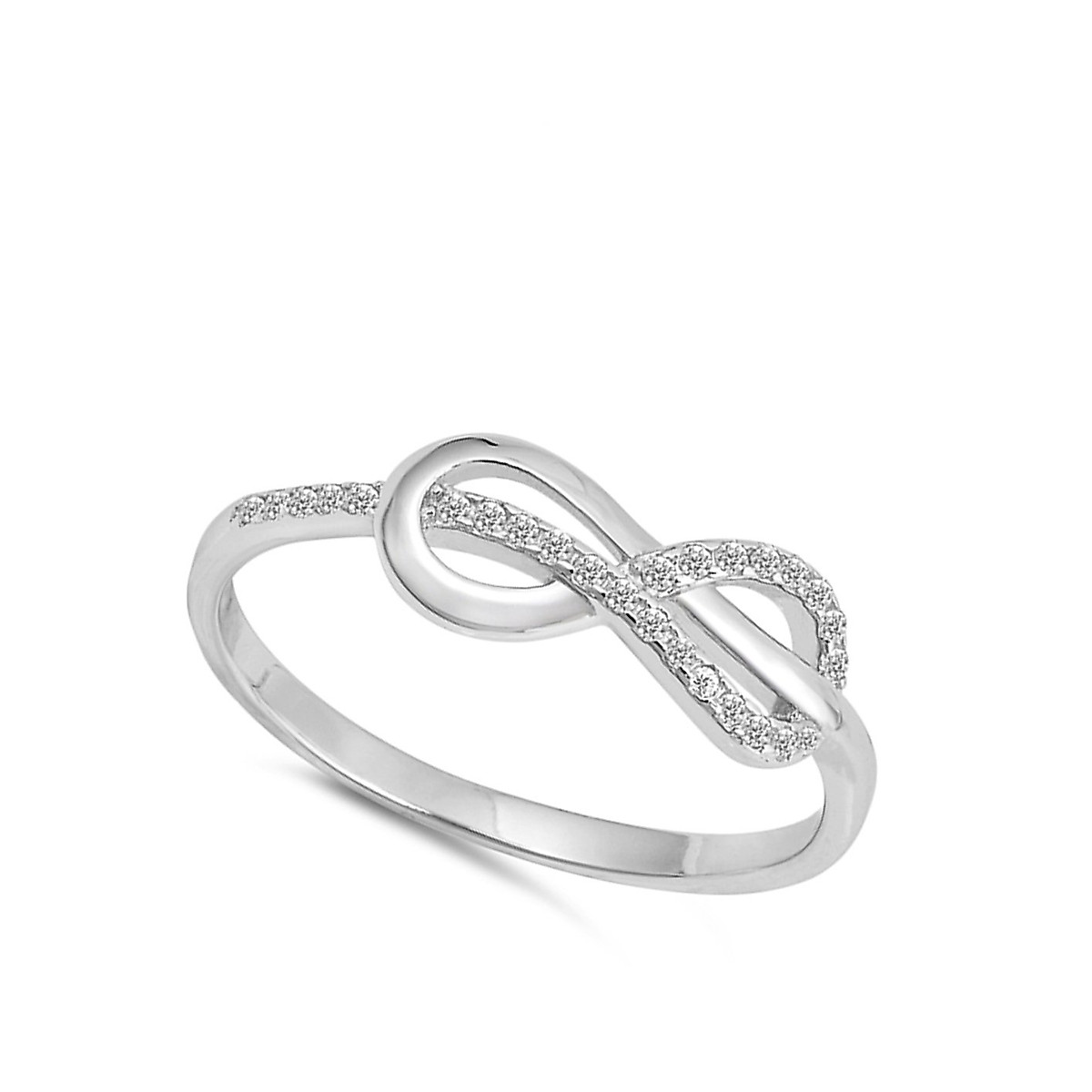 White CZ Infinity Knot Criss Cross Ring New .925 Sterling Silver Band Size 7