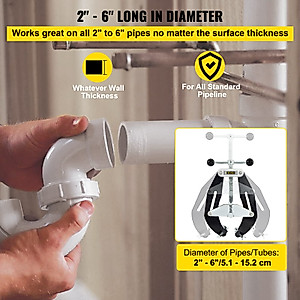 VEVOR Pipe Clamp, 2 to 6 in, High Strength Ultra Clamp with Quick Acting Screws, Steel Pipe Alignment Tool with Lightweight Design, Black