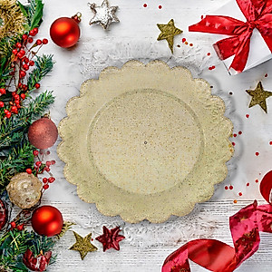 BLUE PANDA 50-Pack Gold Plastic Plates - Gold Glitter Plates with Scalloped Edges, Disposable for Birthdays, Weddings, Bridal Shower, 9 inches