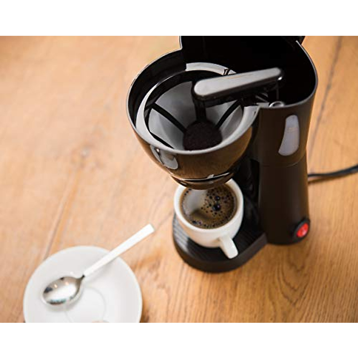 Mixpresso Mini Compact Drip coffee Maker With Brewing Basket, Black Small Coffee Pot, One Cup Brew, Gift For Men And Women (10.5oz)