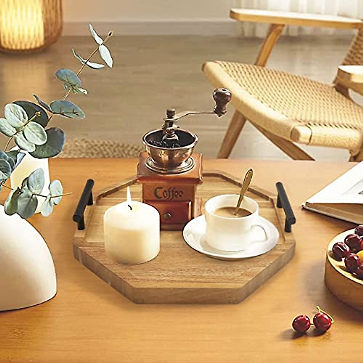 Serving Tray with Black Handle - Farmhouse Decor - Decorative Tray - Serving Tray, Serving Tray with Handles