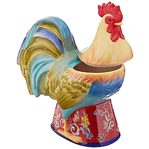 Certified International Morning Bloom 3-D Rooster Cookie Jar, 64 oz, Multicolored