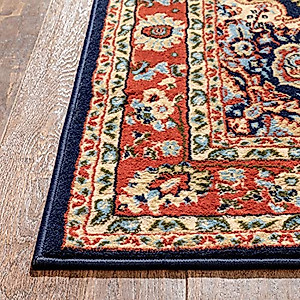 Well Woven MENA Navy Blue Traditional Oriental Medallion Area Rug (7'10" x 9'10")