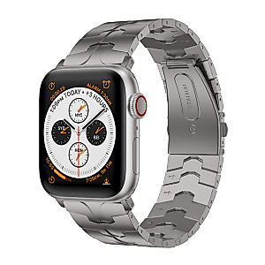 LDFAS Compatible for Apple Watch Band 49mm 45mm 44mm, Titanium Metal Watch Bands with Enhanced Durability Version Compatible for Apple Watch Ultra/SE, Apple Watch Series 8/7 Band, Silver