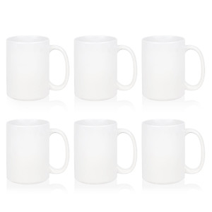 MAIKESUB Sublimation Blank Ceramic Coffee Mugs Set of 6 Pcs White Mugs 15 oz Porcelain Espresso Cups Sublimation Mugs Blank DIY for Coffee Soup Tea Milk Latte Hot Cocoa etc