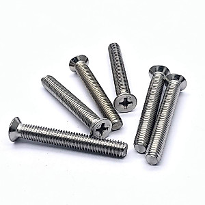 25pcs M6-1.0 x 45mm Stainless Steel Countersunk Head Screws, Metric Coarse Thread Flat Head Bolt, Phillips Drive (Size: 6×45)