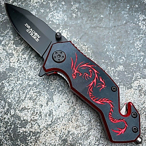 6" Fantasy Dragon Rescue Open Folding Pocket Knife Black W/ Purple Outdoor Survival Hunting Knife for Camping by Survival Steel