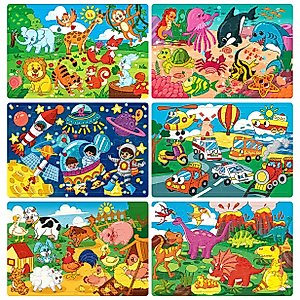 Puzzles for Kids Ages 3-5, Toddler Puzzles 30 Piece Wooden Jigsaw Puzzles for Preschool Children Learning Educational Puzzles Toys for Boys and Girls (6 Pack)