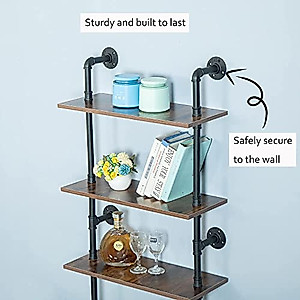 HEONITURE 5 Shelf Industrial Pipe Shelving, Black Modern Bookcase Bookshelf, Wall Mount Ladder Shelf with Metal Frame Display Selves