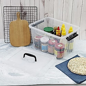 Yubine 2 Pack Clear Plastic Storage Box, Latching Bin with Lid and Handle (12 Quart &6 Quart)