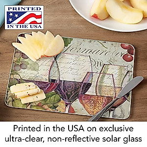 CounterArt Wine Country Decorative 3mm Heat Tolerant Tempered Glass Cutting Board 10” x 8” Manufactured in the USA Dishwasher Safe
