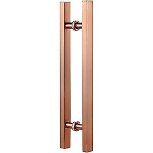 Sliding Barn Door Handle Square Entry Door Handle Modern Steel Push Pull Door Handle For Shower Glass Sliding/Barn Door/Interior Exterior Door Include Fittings ( Color : Rose Gold , Size : 120cm )