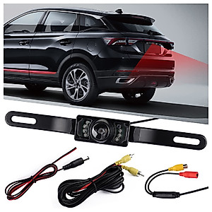 HD Backup Camera for Car with 8 LED Night Vision License Plate Camera,170° Wide Angle Waterproof Rear View Camera for Car/SUV/Truck/Van/RV Reverse Camera Systems
