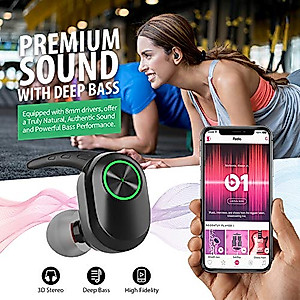 Qaekie Bluetooth Earbud, Wireless Earbuds Bluetooth 5.3 Headphones, Premium Bass in Ear Earbuds w/Charging Case, 24H Playtime, IPX6 Waterproof Sport Earphones, Auto-Pairing for Running