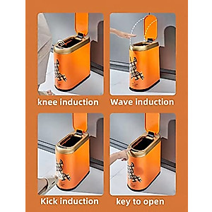 ENFILY Automatic Infrared Motion Sensor Trash Can with Lid, 3.2 Gallon/12 L Smart Electric Touchless Handsfree Kick Garbage Bin, USB Rechargeable Waste Container with 75 Counts (5 Rolls) Trash Bag