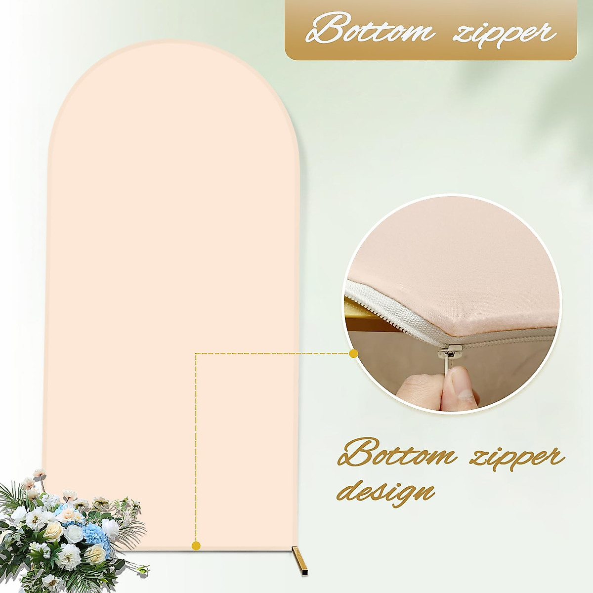 Spandex Fitted Arch Backdrop Cover Chiara Arch Cover Backdrop Fabric,2-Sided Wedding Arch Cover for Wedding Ceremony Birthday Party Baby Shower Banquet Decoration(Beige, 4 x 7.2 ft)