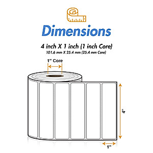 OfficeSmartLabels – 4" x 1" Direct Thermal Labels - Compatible with Zebra & Rollo Desktop Printers and More – 1” Core, Permanent Adhesive & Perforated [4 Rolls, 5500 Labels]