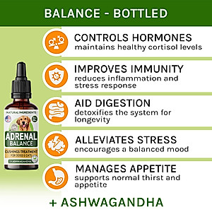 Аdrеnаl Balance for Dogs and Cats - Cushings Treatment for Pets, Аdrеnаl Support w/Ashwagandha, Licorice Root, Rhodiola Rosea – Best Cushings Treatment for Dogs - 2oz Harmony Herbal Drops