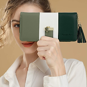RFID Wallets for Women with Multiple Card Slots and Cellphone Compartment, Womens Wallet (green/white/green)