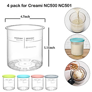 HOPENE Creami Pints and Lids for Ninja NC501 NC500-4 Pack, 24 oz Deluxe Creamy Icecream Containers Cups Jars Tubs Canisters Set Compatible with Ninja Creami NC501 NC500 Series Creamer Ice Cream Maker