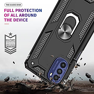 LeYi for Moto G 5G 2022 Case: Moto G 5G Case with 2 Pcs Tempered Glass Screen Protector for Men Women, [Military-Grade] Heavy Duty Protective Case with Magnetic Ring Stand for Moto G 5G 2022, Black