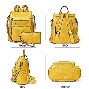 Shrrie Backpack Purse for Women PU Leather Anti-Theft Travel Backpack Purse Fashion Ladies Shoulder Bag with Tassel