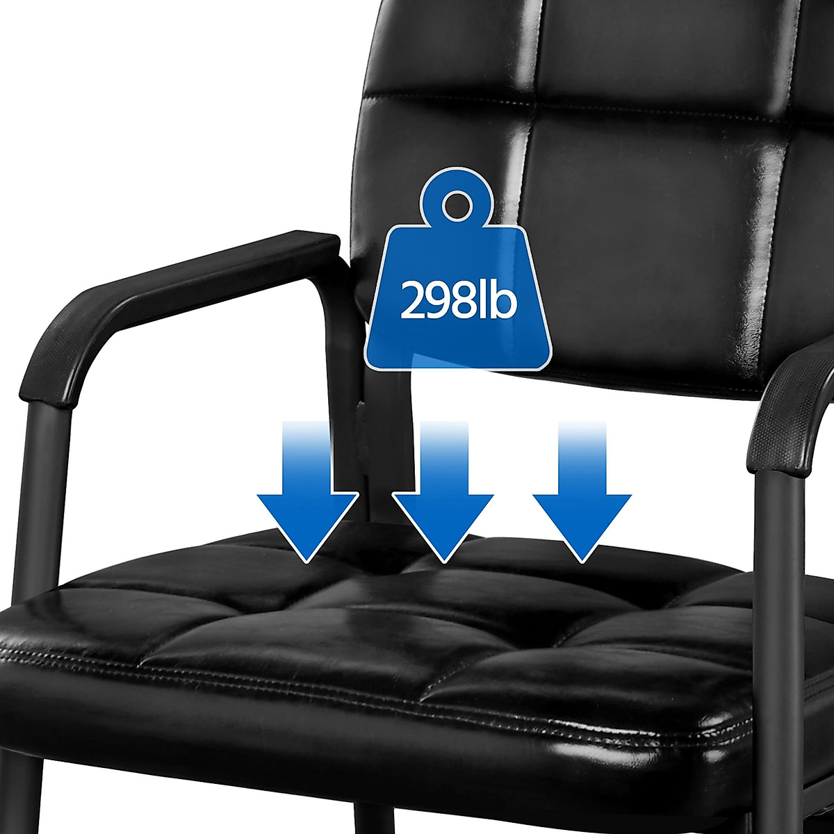 Yaheetech Pack of 6 Office Guest Reception Chair Mid Back PU Leather Task Chair for Waiting Room with Armrest and Lumbar Support, Metal Frame, Black