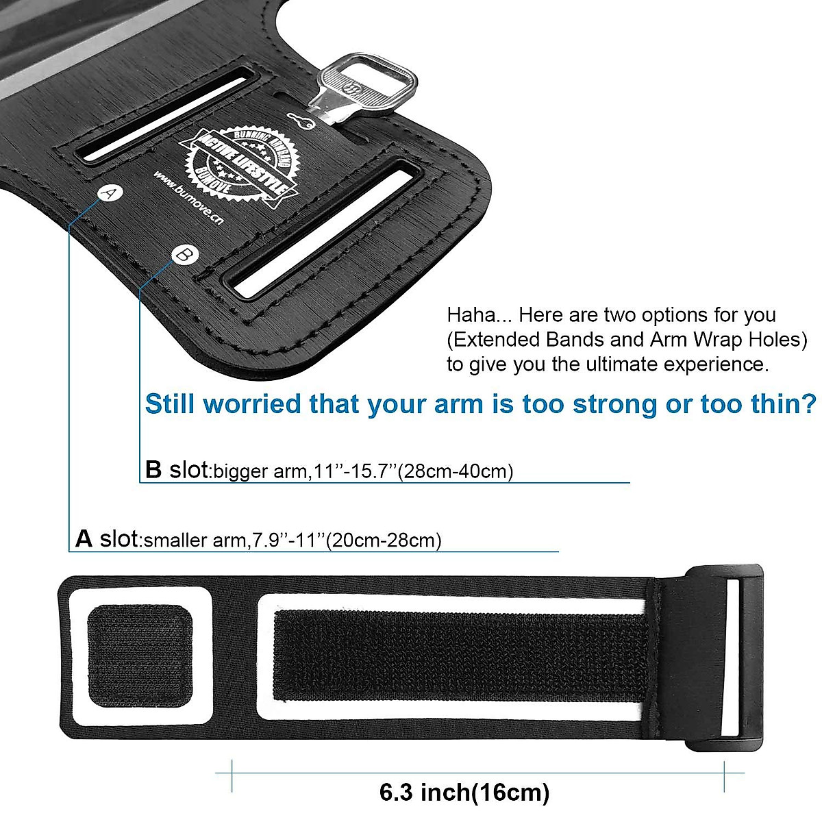 Galaxy A54, A14, A13, A12 Armband, BUMOVE Gym Running Workouts Sports Phone Arm Band for Samsung Galaxy A53 A32 A14 A13 A12 A03s with Card Holder (Black)